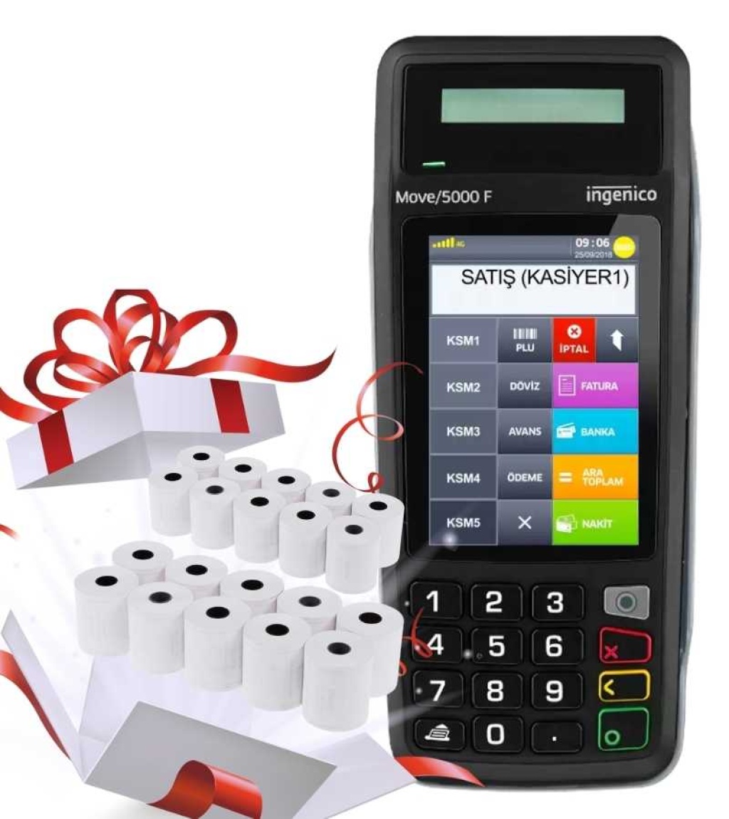 İngenico Move 5000 F Yeni Nesil Pos yazarkasa 20 Rulo Hediyeli