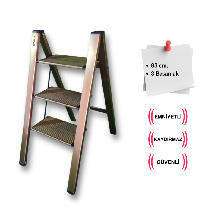 Endokon Katlanır Şık Merdiven Bronz 3 Basamaklı - Alüminyum - Ev - Ofis ...