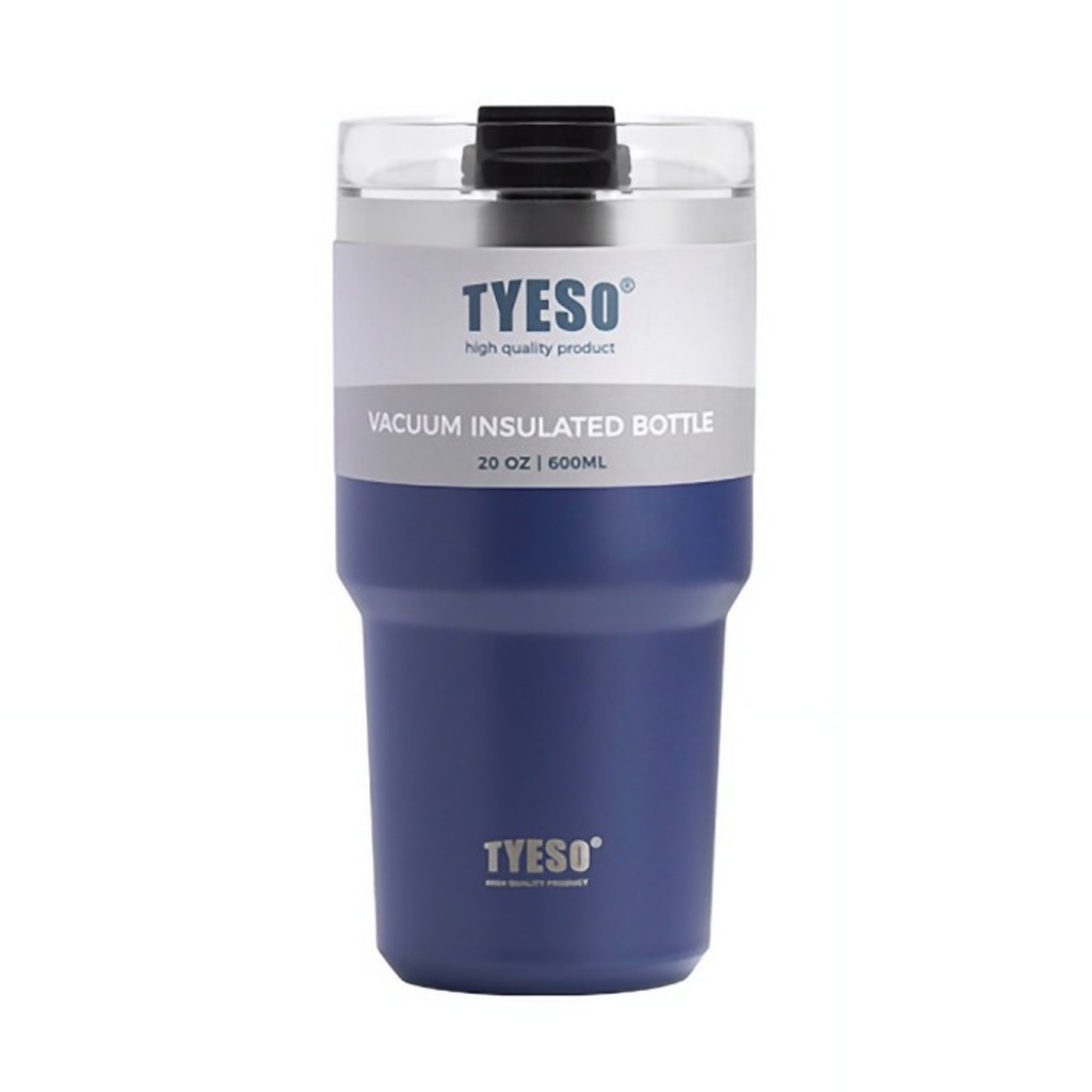 Tyeso TripleTask Termos Vakumlu Paslanmaz Çelik Pipetli 600ML Mavi