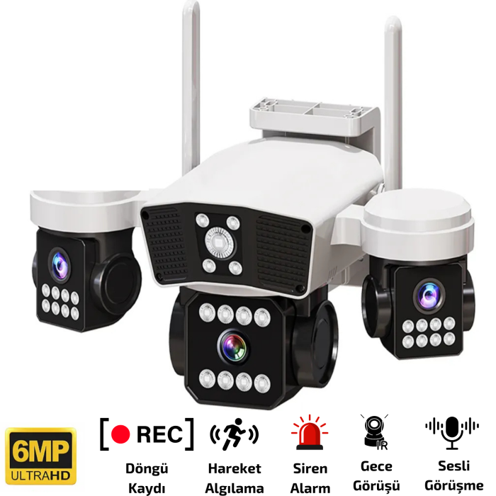 O-Kam 8080 Wifi 6mp Dual Lens Ip Güvenlik Kamerası 128 GB| Hareketli Kablosuz, Gece Görüşü, Kişi ...