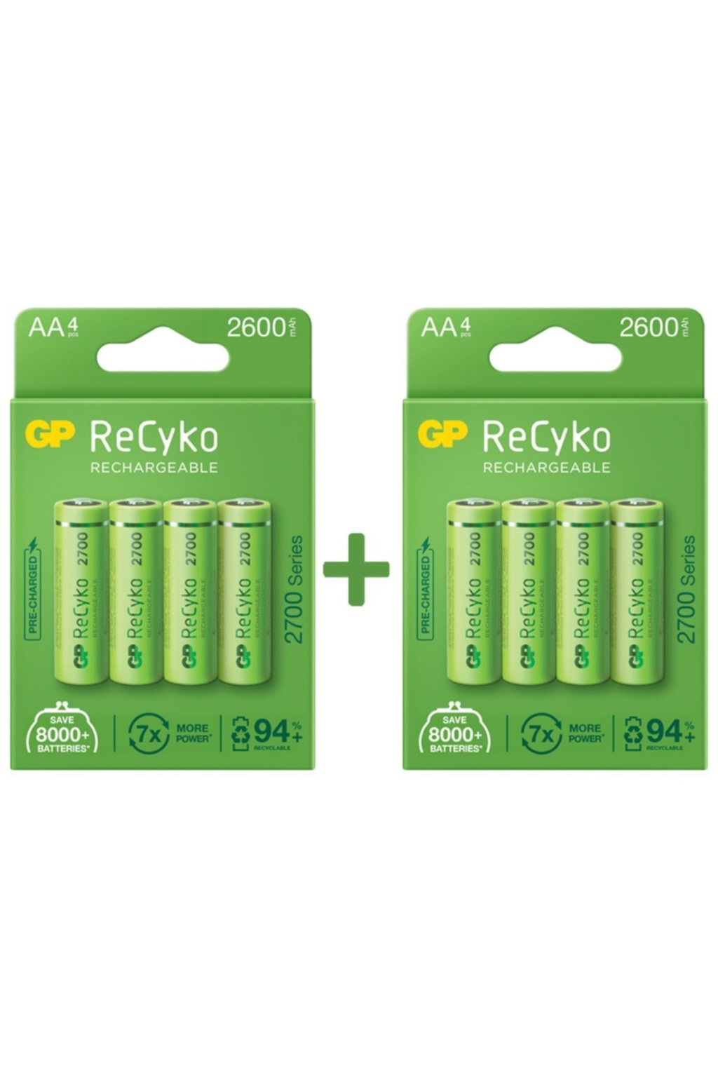 Recyko 2700 Serisi Aa Kalem 8'li Şarj Edilebilir Pil