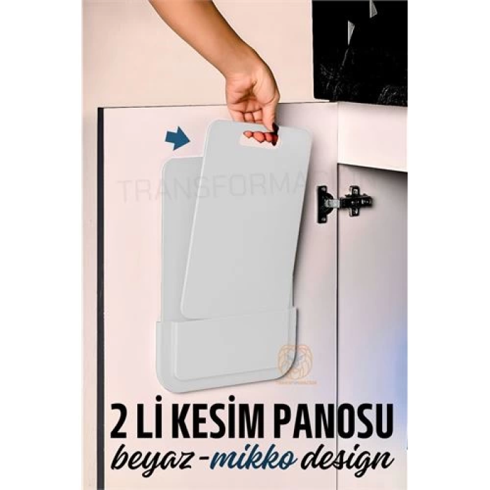 2 li Kesim Panosu Stantlı Yapışkanlı Kesim Tahtası BEYAZ Mikko Design