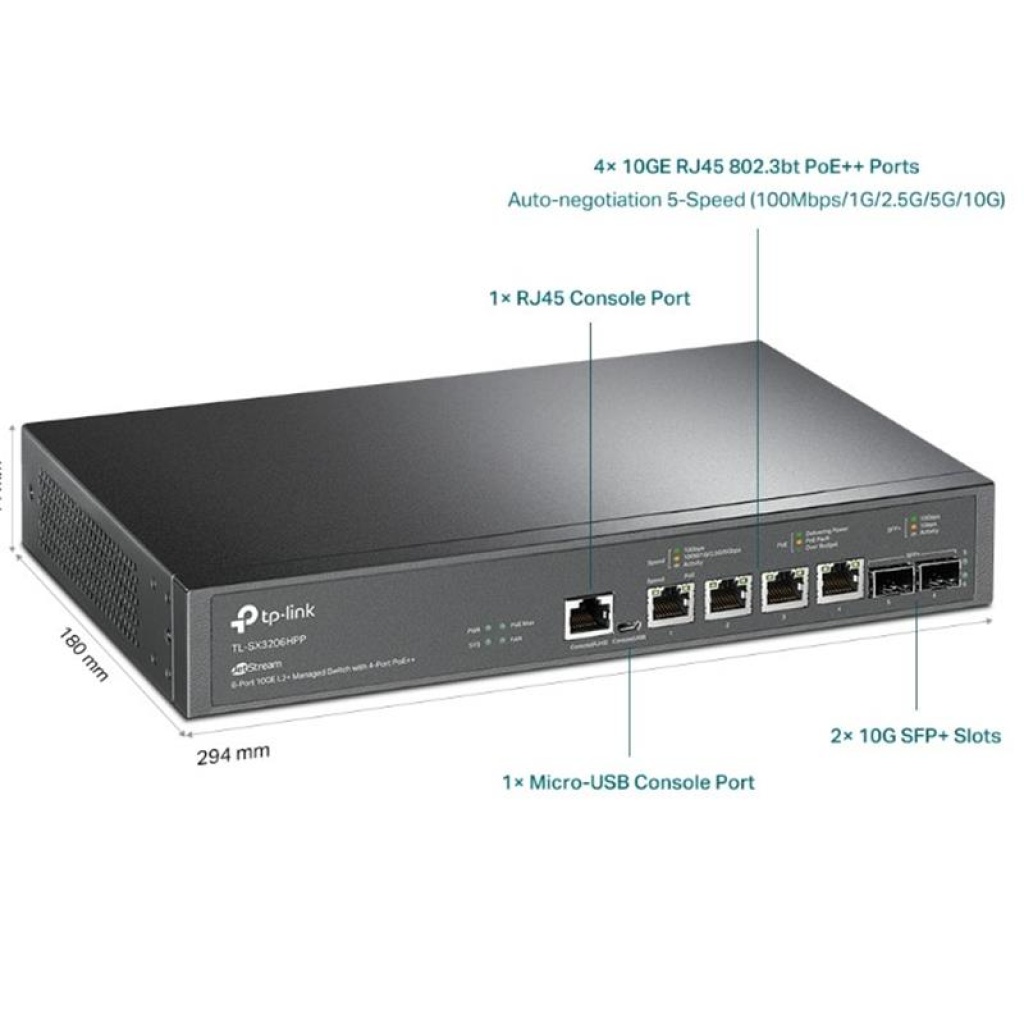TP-LINK OMADA TL-SX3206HPP 4 PORT 10 GIGABIT+ 4X 10 GIGABIT SFP UPLINK ...