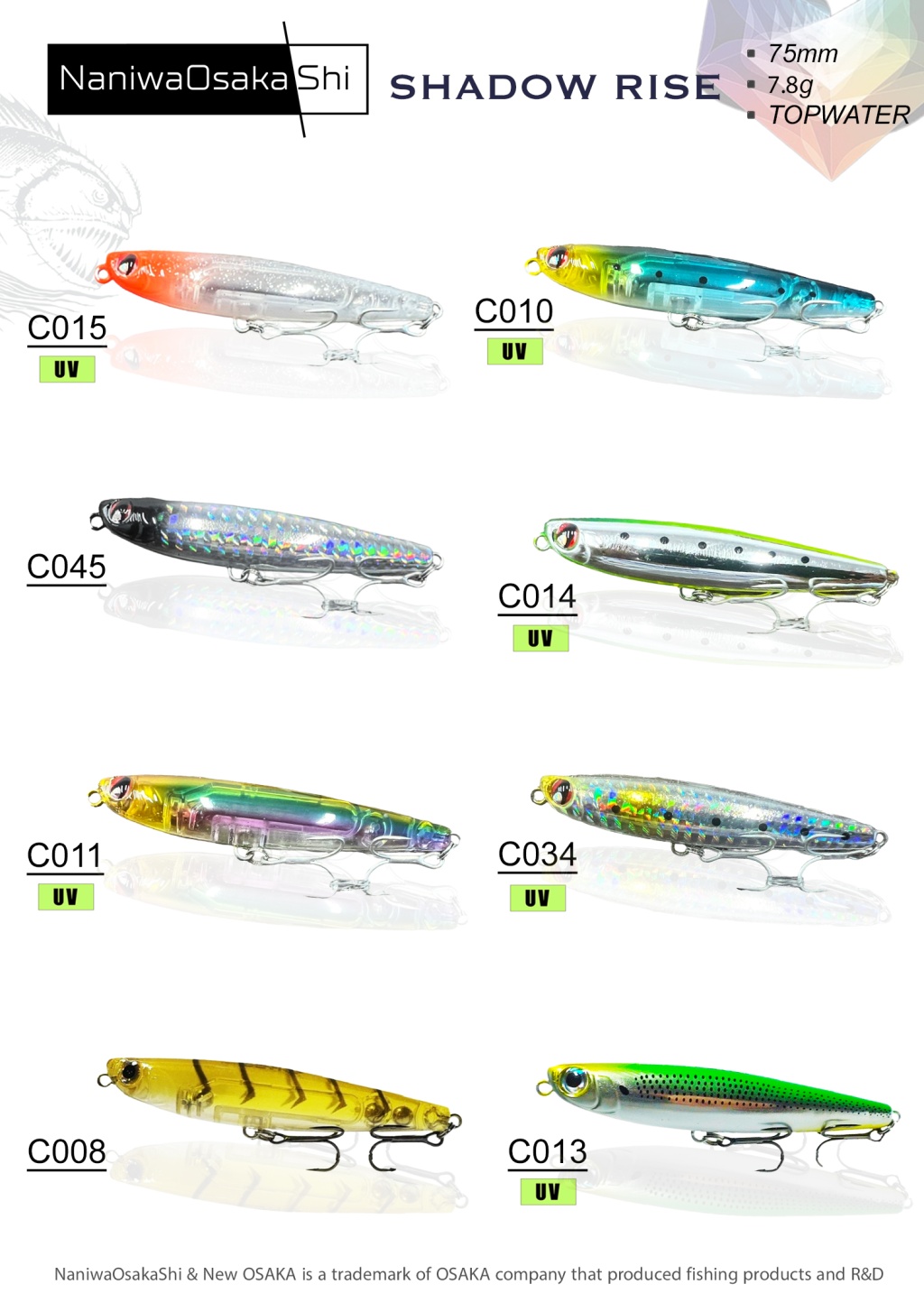 Naniwa Osaka Shi SHADOW RISE 75MM 7.8G Su Üstü Maket