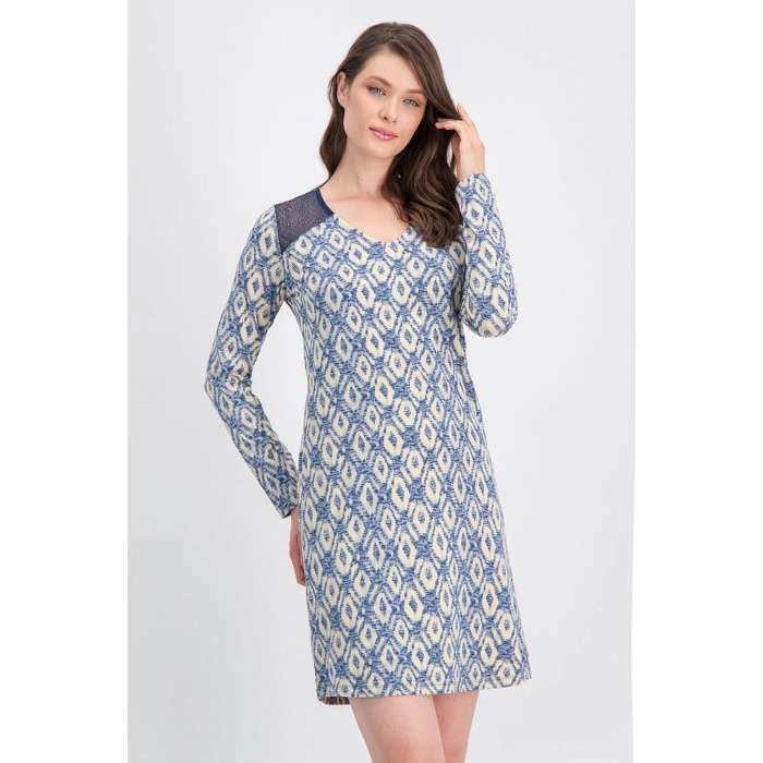 Kadın Mavi Rotasyon Ethnic Gecelik