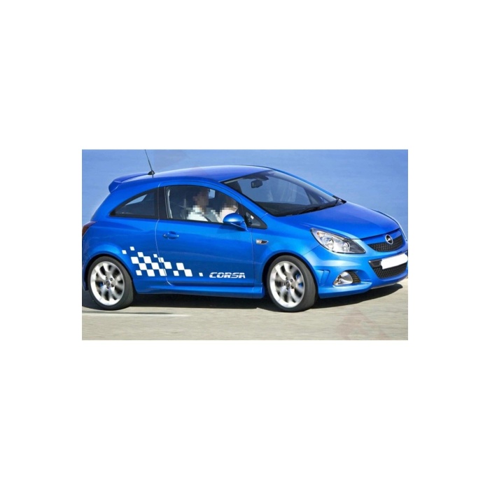 Opel Corsa Yan Kapı Kare Desenli Sticker Etiket Modeli