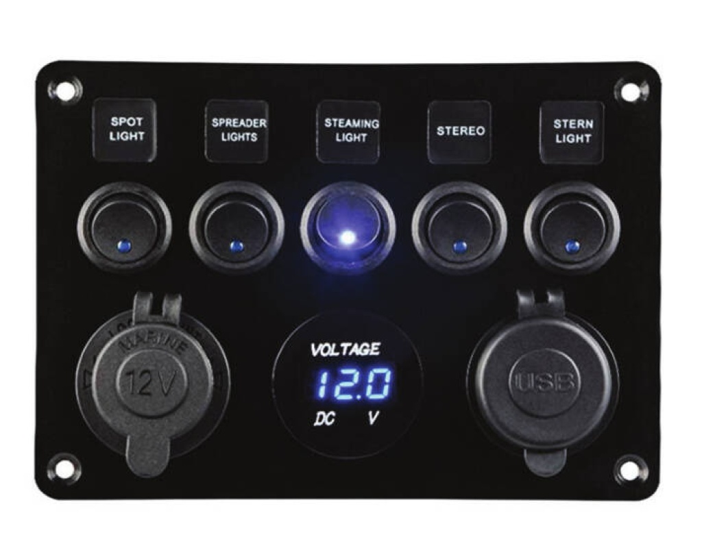 Switch Panel, 5 Anahtarlı, Voltmetre ve USB Şarjlı Elektrik Elektronik ...