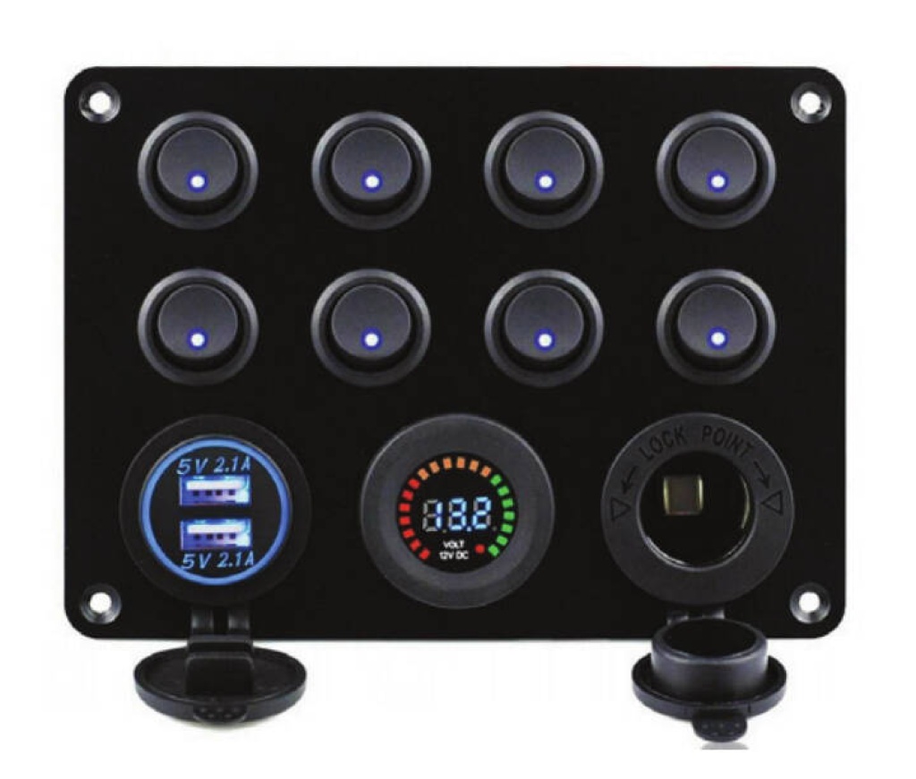 Switch Panel, 8 Anahtarlı, Voltmetre ve USB Şarjlı Elektrik Elektronik > Kontrol Paneli Siğorta ...