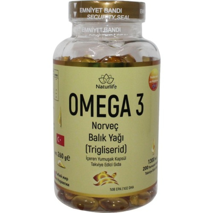 Naturlıfe Omega 3 Norvec Trigliserid 1300 Mg 200 Kapsul