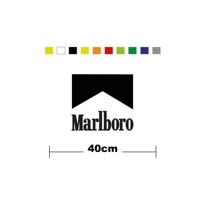 Marlboro Sponsor Marka Tek Renk Sticker Etiket