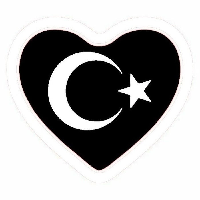 Kalp Türk Bayrağı Oto Arka Cam Sticker 20 X 20 Cm