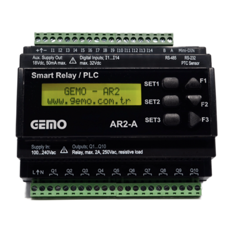 AR2-A-230VAC-14D Gemo Akıllı Röle Plc Gemo