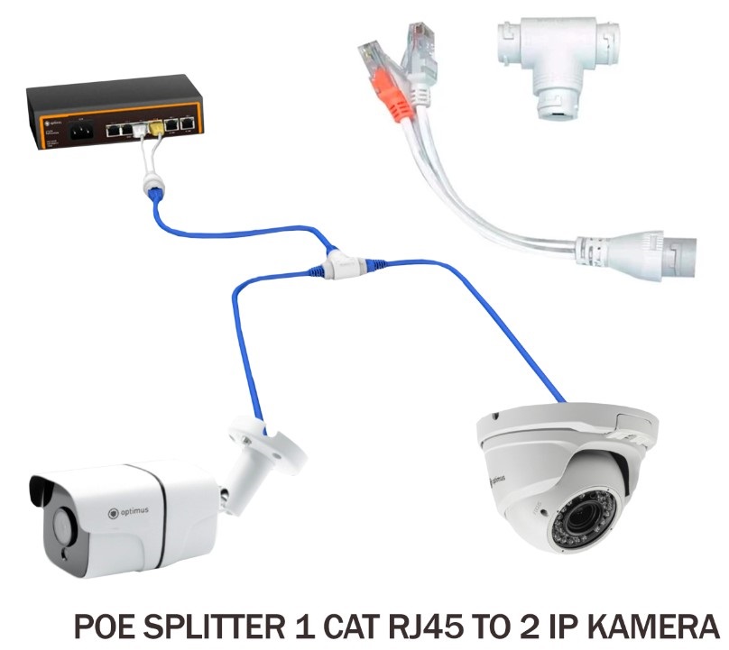Poe Combiner MUX Tek Kablo 2 POE IP Kamera Çalıştır Splitter
