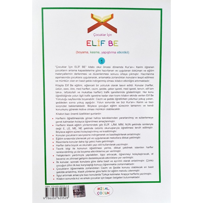 Çocuklar İçin ELİF BE 1-2 ( Boyama Kesme Yapıştırma Etkinlikli )