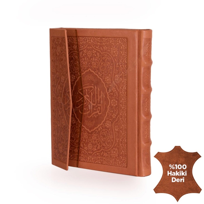 Çanta Boy Hakiki Deri Kuran-ı Kerim (Kahve Rengi)