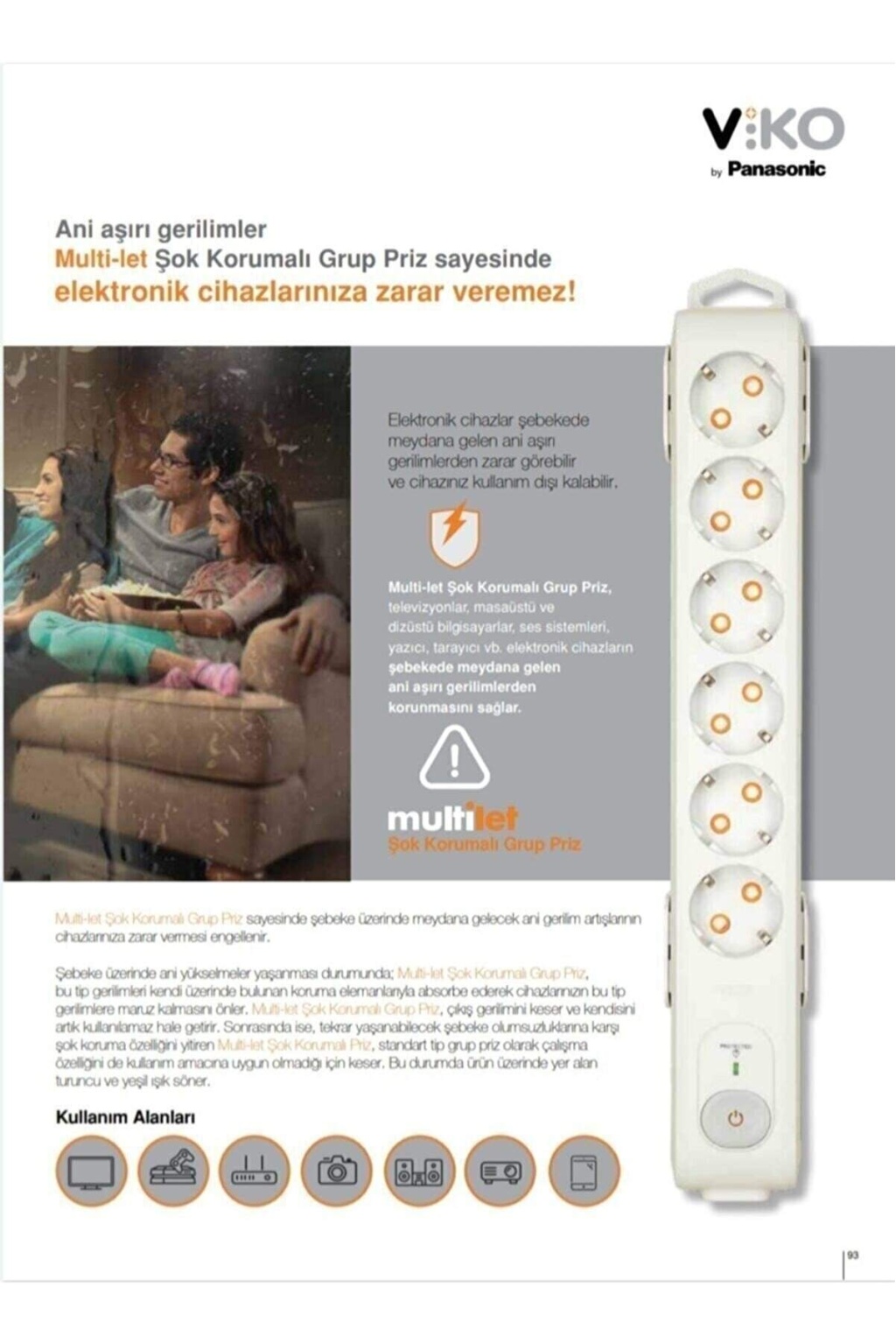 VİKO 90117632 ŞOK KORUMALI 6LI TORAK PRİZ C.K 1,5M