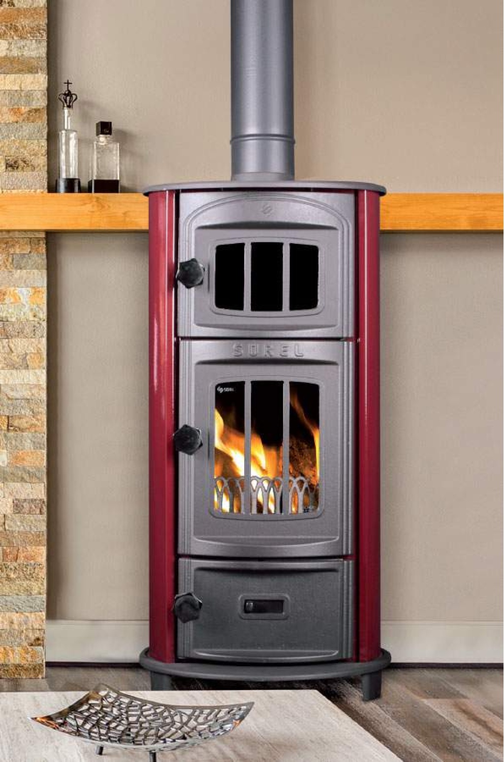 SUREL TUĞLALI YUVARLAK ŞÖMİNE SOBA 5110-5109