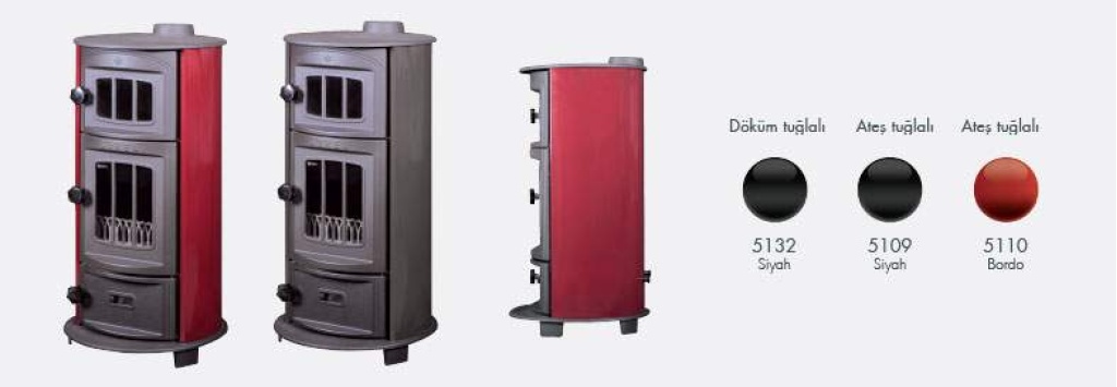 SUREL TUĞLALI YUVARLAK ŞÖMİNE SOBA 5110-5109