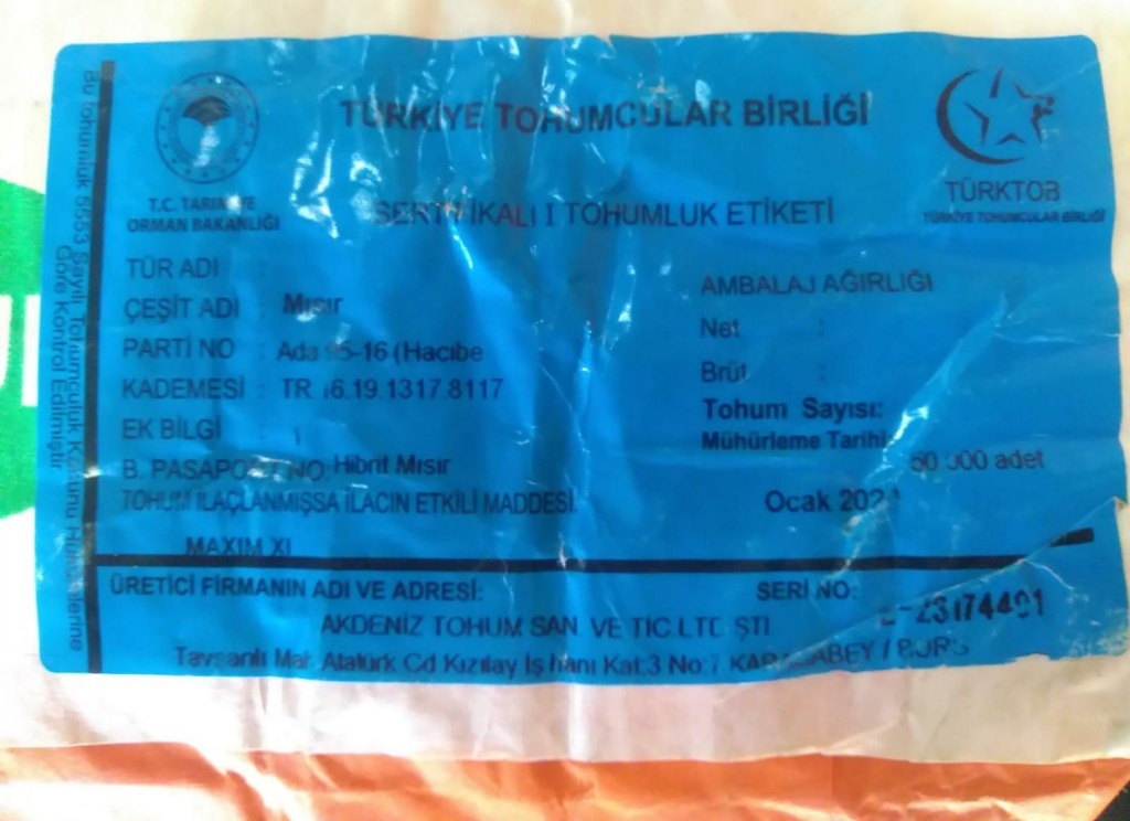 Hibrit Mısır Tohumu ADA 9516 Sertifikalı 50000 Adet - 17500 Gr, Slajlık ...