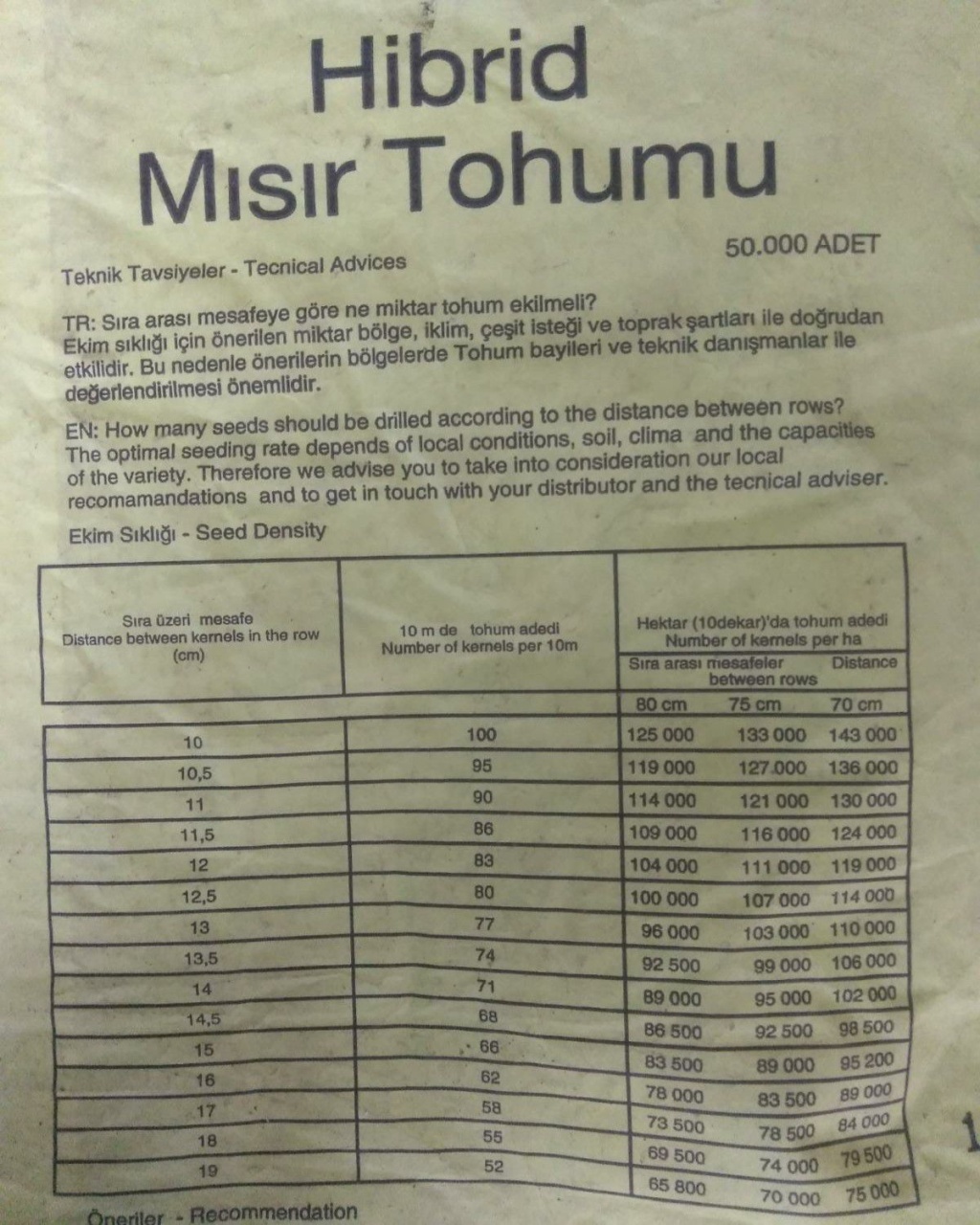 Hibrit Mısır Tohumu ADA 9516 Sertifikalı 50000 Adet - 17500 Gr, Slajlık ...