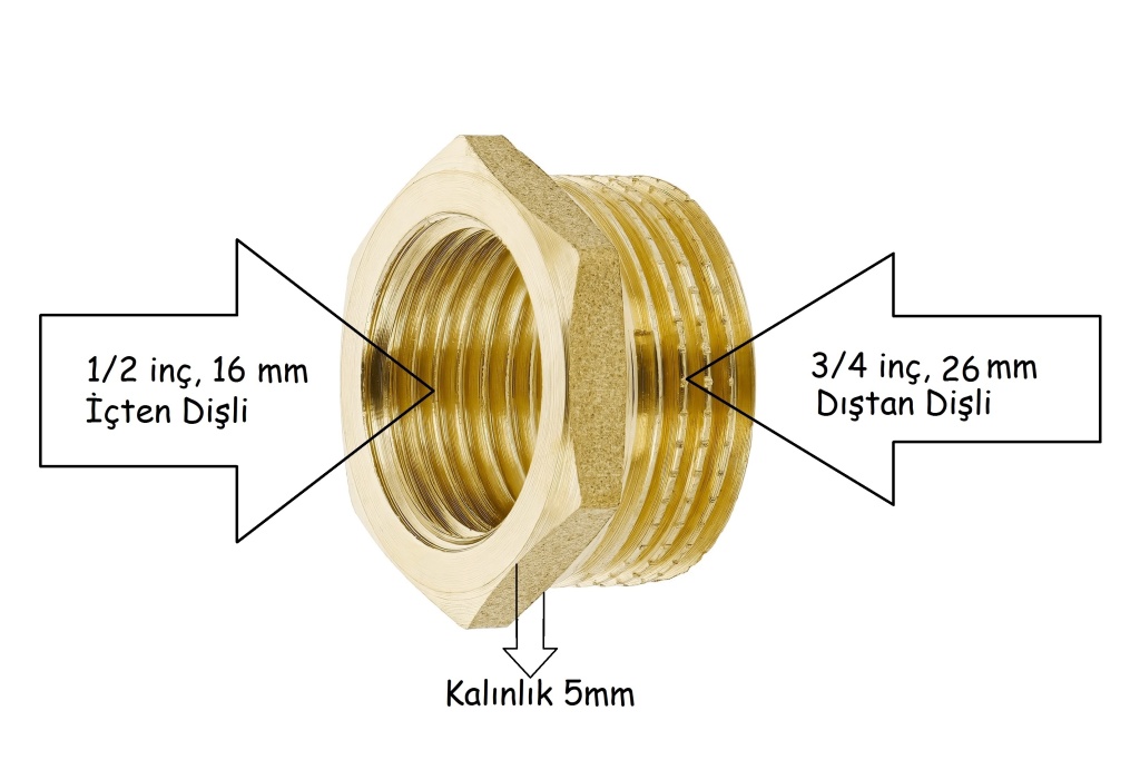 Sarı redüksiyon 1/2 x 3/4 Nipel, Rekor 4 Adet