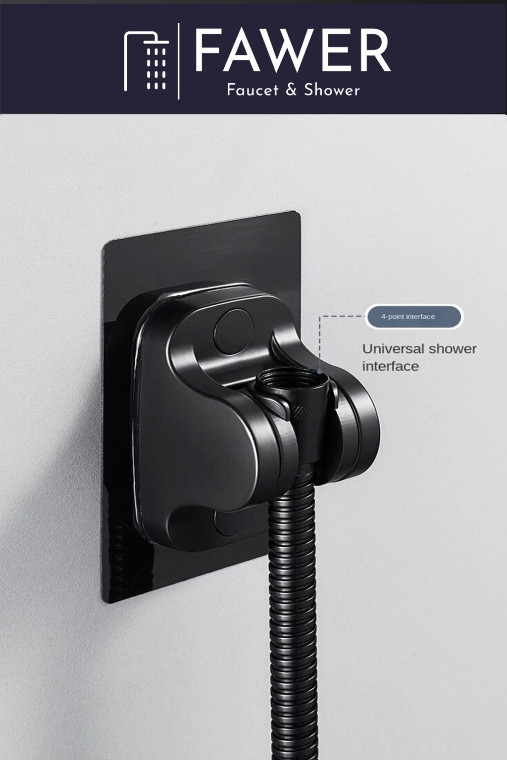 FAWER Siyah Kendinden Yapışkanlı 15 Kg Taşıyabilen Duş Başlığı Askısı ...