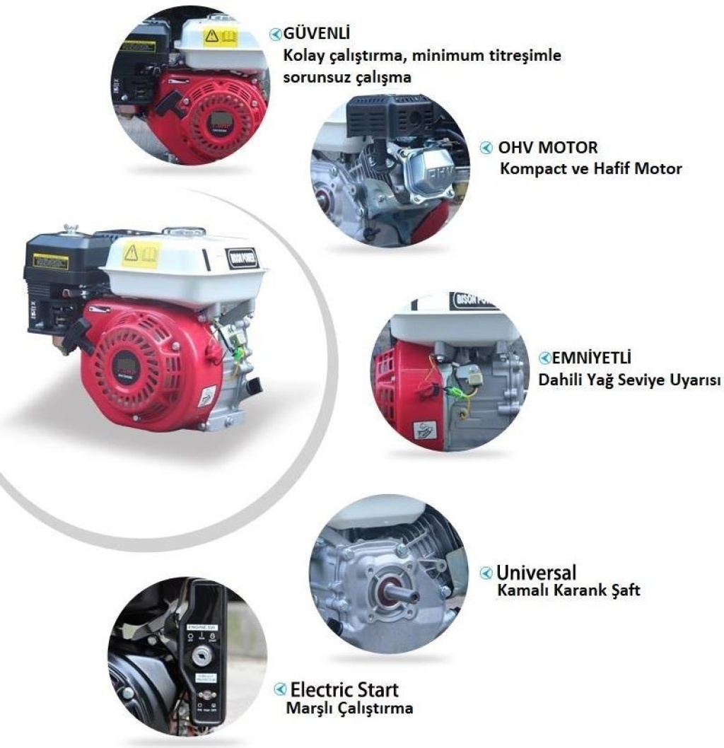 Tomking TK168 E Marşlı Benzinli Motor Kamalı Krank 6,5 Hp
