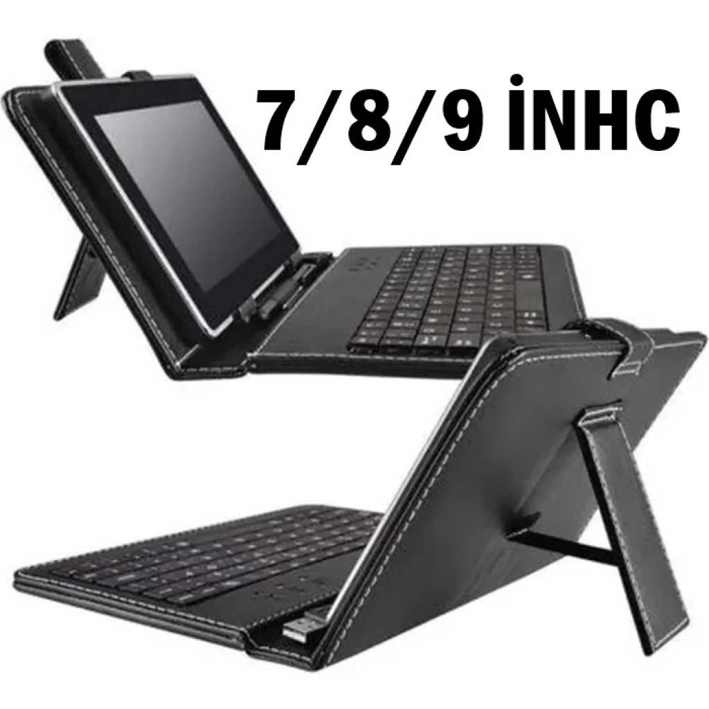 7-8-9 İNCH Katlanabilir Klavyeli Siyah Deri TABLET KILIFI SİVAS