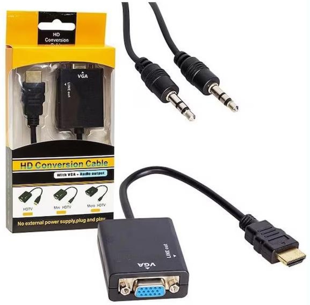 Hdmi To Vga Ses Destekli Monitör Dönüştürücü Kablo Çevirici Adaptör sivas