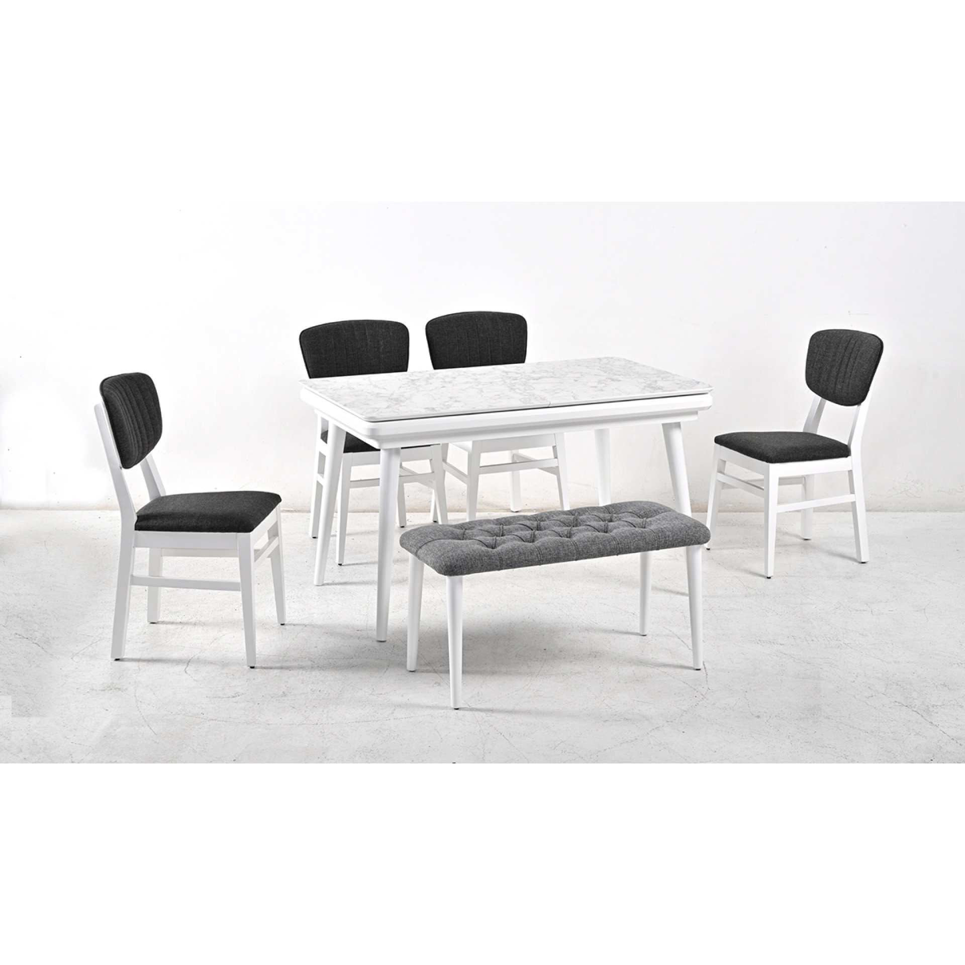 Salon Mutfak Ross Stil Beyaz Mermer Masa TakımıTbx-ross171