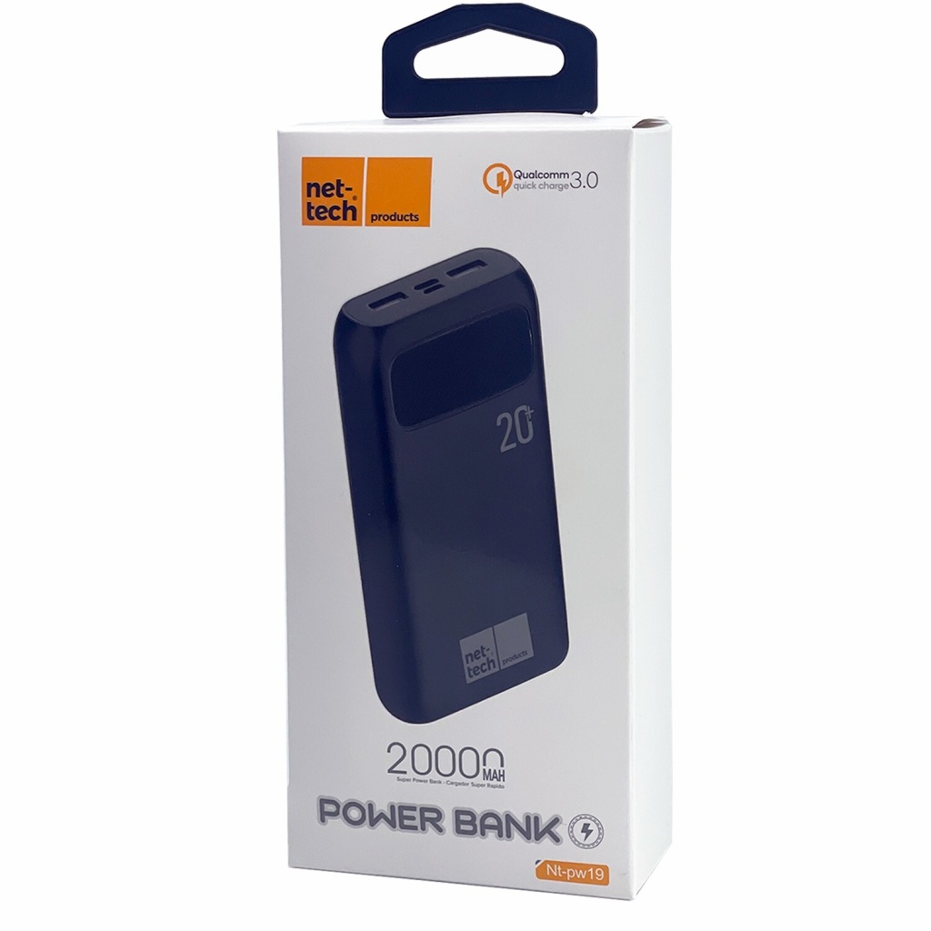 Nettech NT-PW19 3 Çıkışlı 20000 mAh Taşınabilir Powerbank