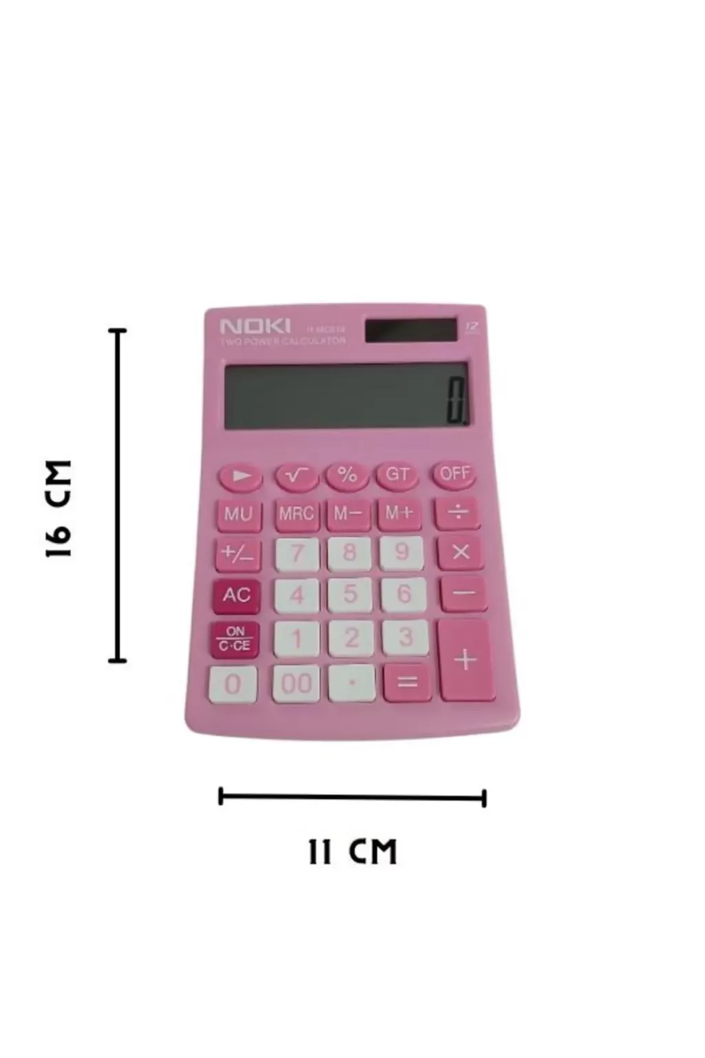 Noki H-MC010 Pembe Hesap Makinesi - 12 Haneli Pilli ve Güneş Enerjili