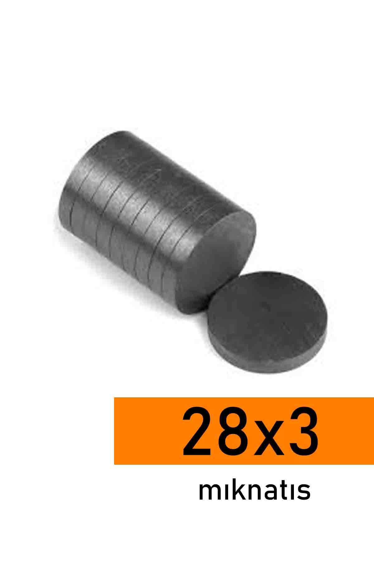 28x3 yuvarlak magnet mıknatıs ferrit kömür