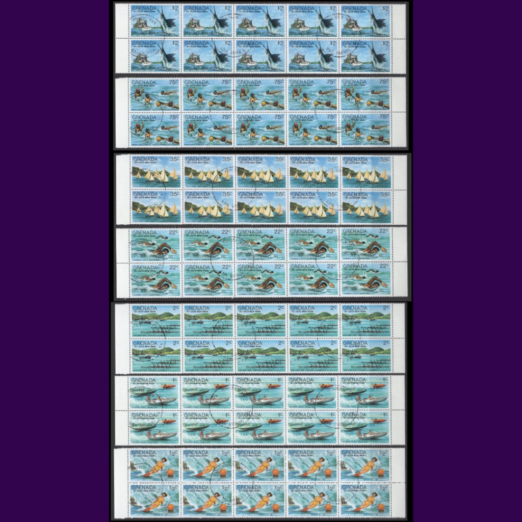 10X SU SPORLARI-1977 GRENADA-DAMGALI/ CTO TAM SET (ORTADAN KATLI 10'LU BLOK)